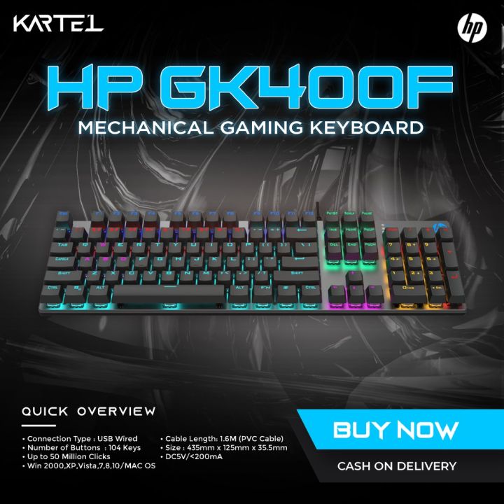 HP GK400F BLACK MECHANICAL GAMING KEYBOARD HP-GK400F RGB | Lazada PH