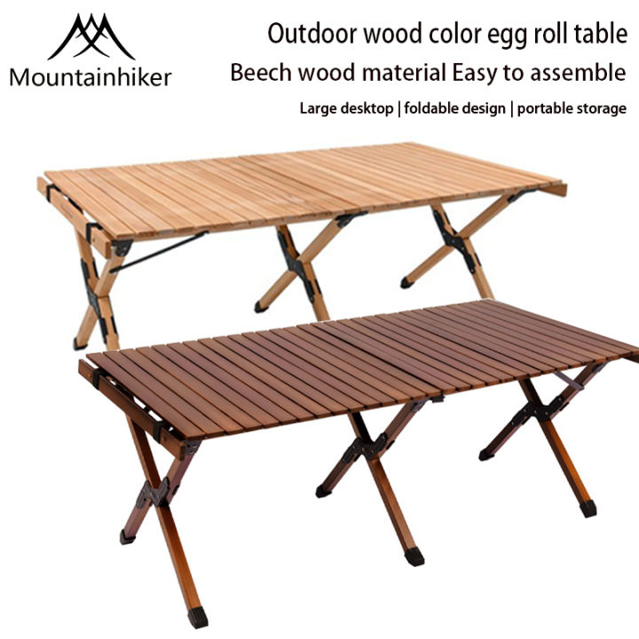 Mountainhiker Solid Beech Wood Egg Roll Camping Table With Canvas ...
