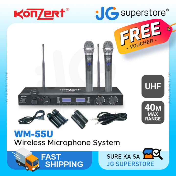 Konzert WM-55U UHF Dual Wireless Handheld Microphone System with ...