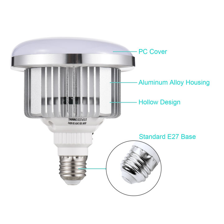 85W LED Light Bulb 3000K-6500K Photography Lamp Bulb Energy-Saving ...