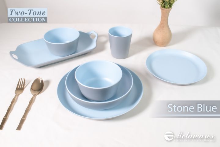 Melawares Two-Tone Collection - Stone Blue Design - Plate, Bowl ...