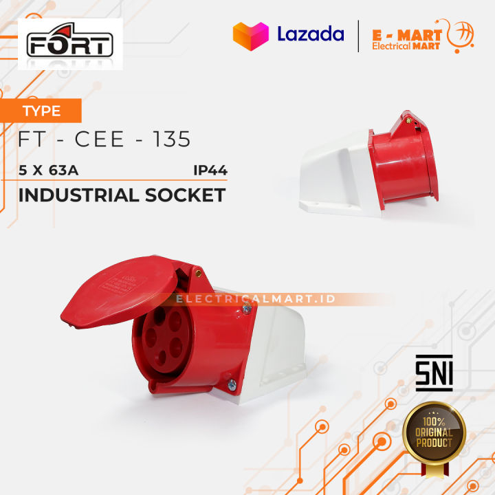 FORT Industrial Socket Listrik / SOCKET IP67 5 X 63A CEE-135 | Lazada Indonesia