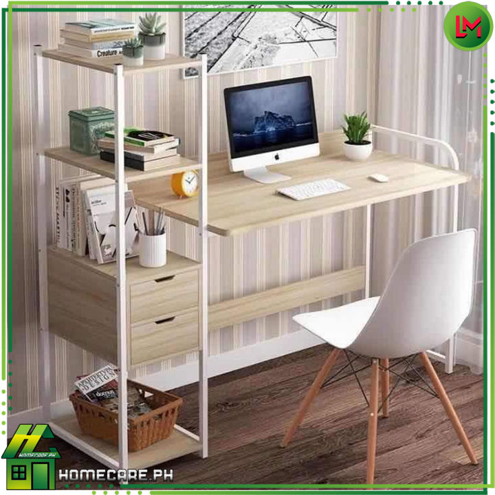 HOMECARE PH. Computer table Home Office table Desk With Shelves student ...