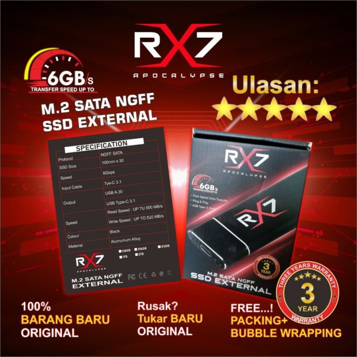 ENCLOSURE SSD RX7 M2 SATA USB3.0 -Casing SSD M2 #BESKEM JC | Lazada ...