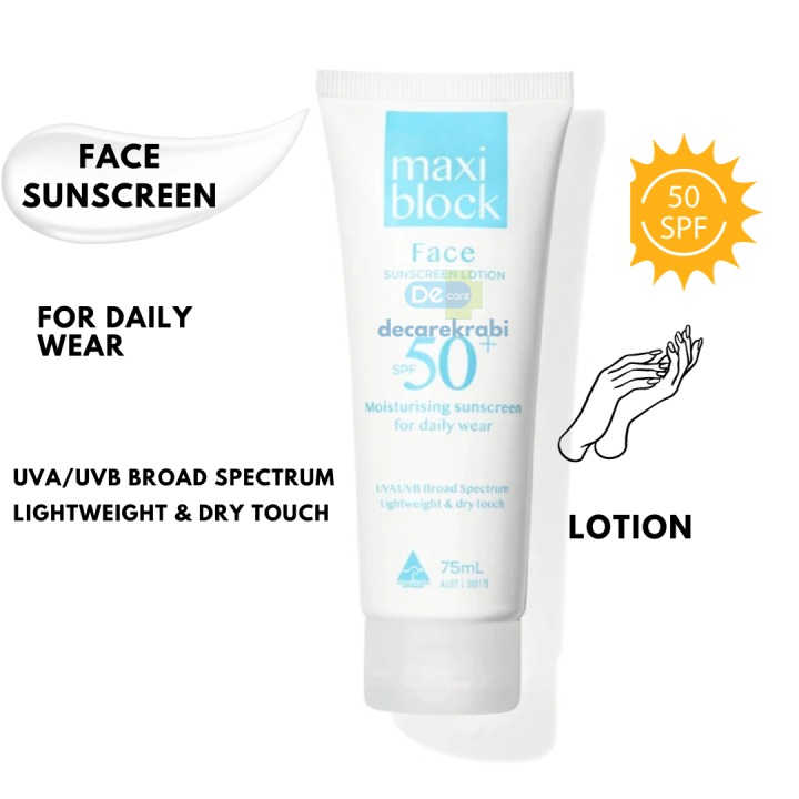 MAXI BLOCK FACE SUNSCREEN LOTION SPF50+ 75ML. | Lazada.co.th