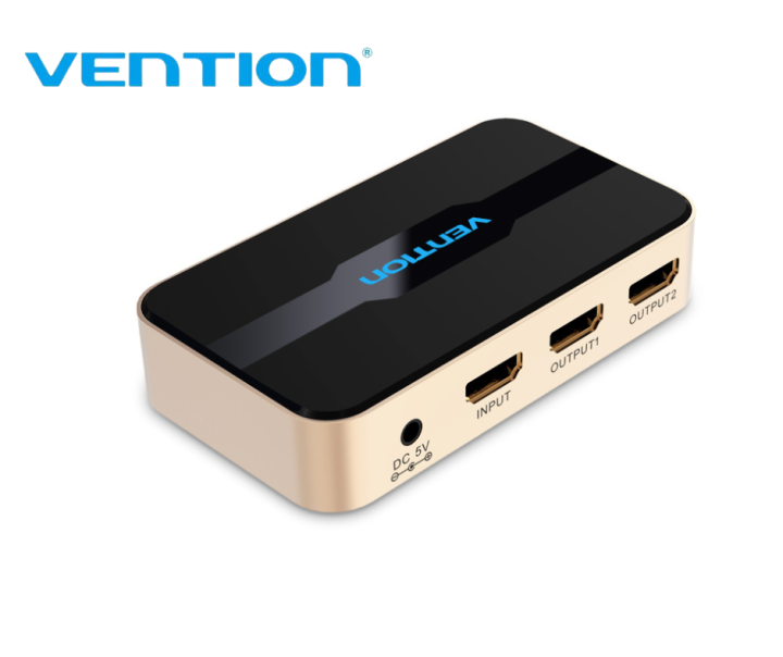 Vention 1 In 2 Out HDMI Splitter 4K 30Hz Gold Aluminum Alloy Type-ACB ...