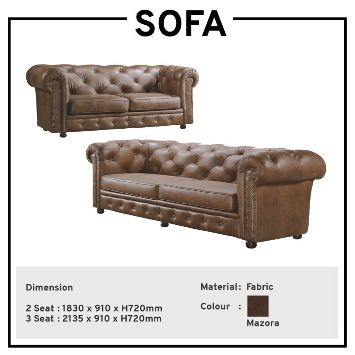 2+3 Seater Chesterfield Fabric Sofa Brown Colour Sofa Living Room Sofa ...