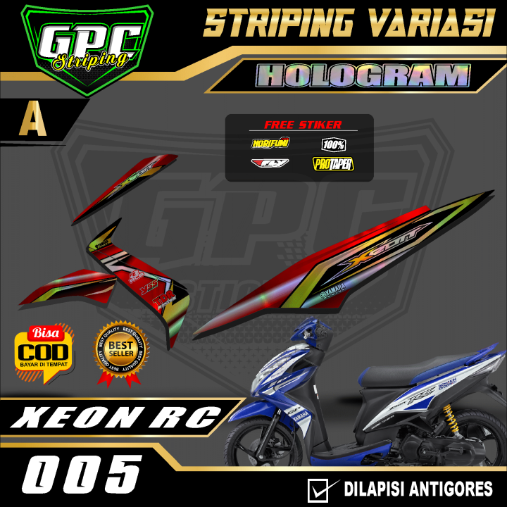STICKER STRIPING LIST VARIASI HOLOGRAM XEON RC/KARBU DESAIN MINIMALIS ...