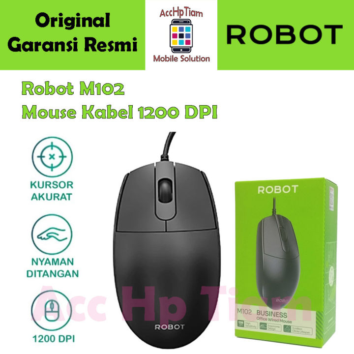 Mouse Robot M102 Kabel 1200 DPI Simple Akurasi Tinggi Original Garansi Resmi | Lazada Indonesia