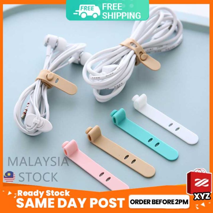 Silicon Cable Winder Tie USB Earphone Smartphone Mouse Wire Cord Soft ...