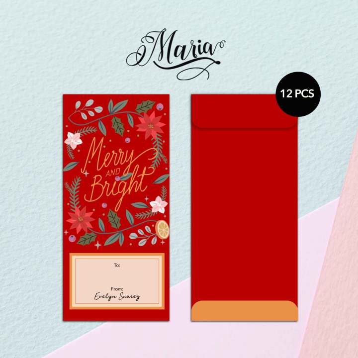 12 pcs Personalized Christmas Money Envelopes Personalized -E1 | Lazada PH