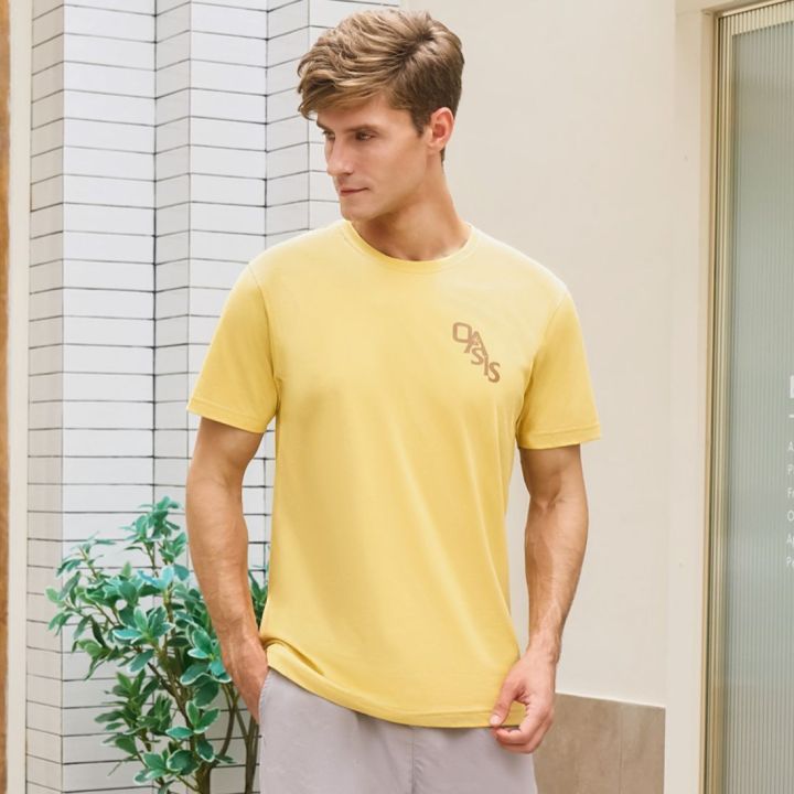 OASIS เสื้อยืดผู้ชาย เสื้อยืด เสื้อคอกลม cotton100% พิมพ์ลาย รุ่น MTP-1812 สีเบจ , เหลือง , ม่วง ...
