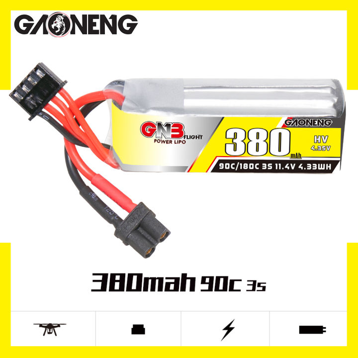 Gaoneng GNB 380mAh 3S 11.4V 90C HV Lipo Battery XT30 Plug For FPV RC Whoop Quadcopter Racing ...