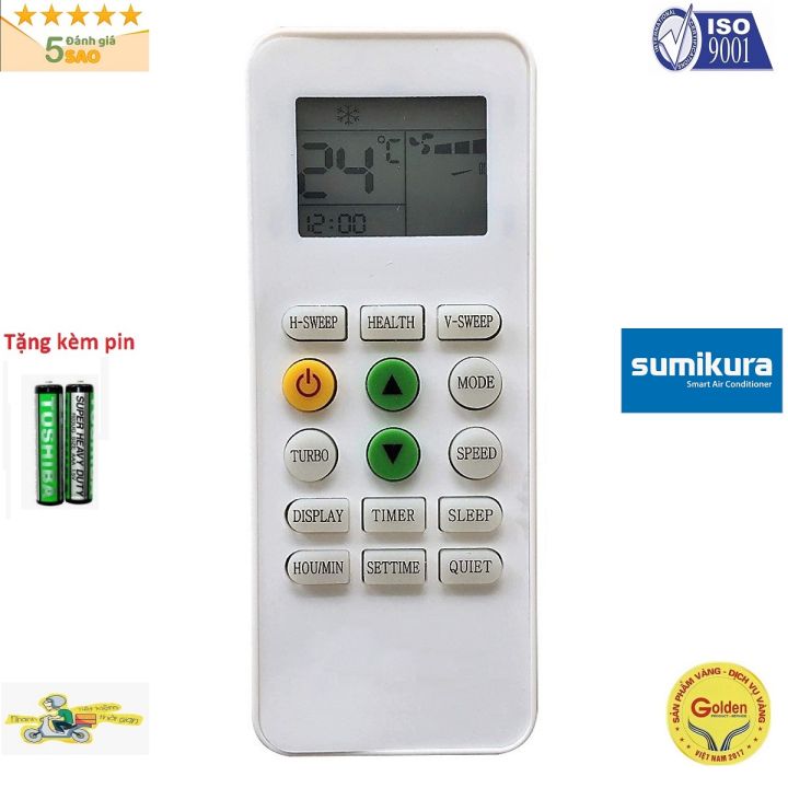 Điều khiển điều hòa Sumikura 2 nút xanh 1 chiều và 2 chiều - tặng kèm ...