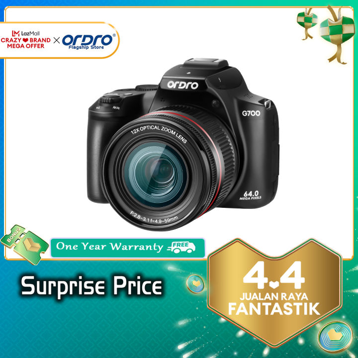 ORDRO G700 4K Ultra HD Optical Zoom Digital Camera 64MP SONY Sensor 12x ...