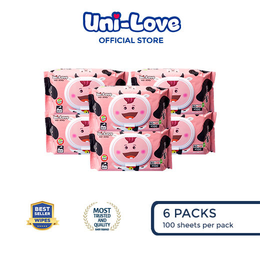 UniLove Milk Scent Baby Wipes 100's Pack of 6 | Lazada PH