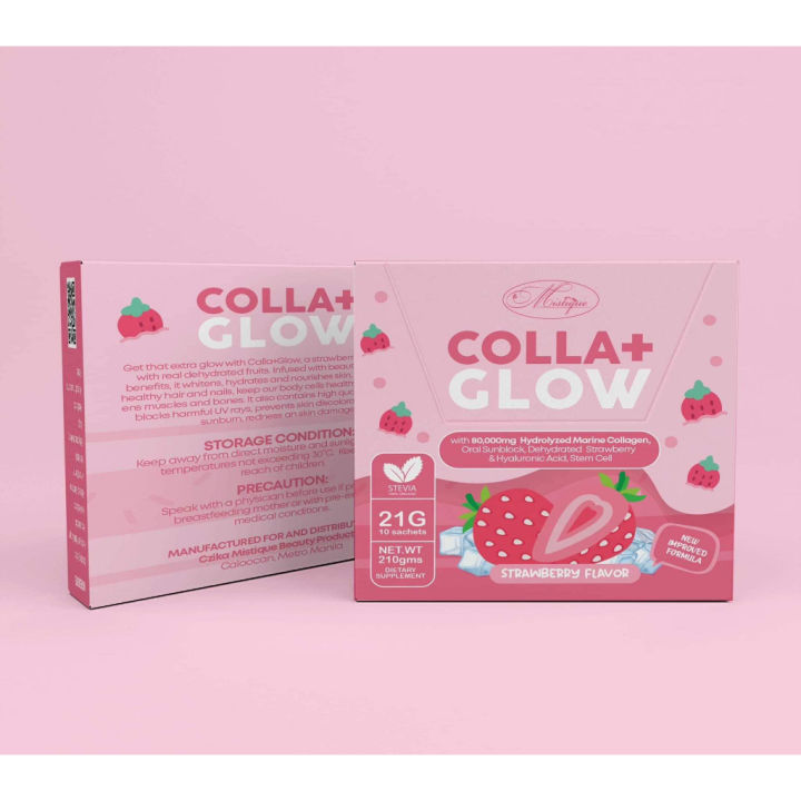 Mystique Colla Glow + with Marine Collagen and L-Glutathione Strawberry ...