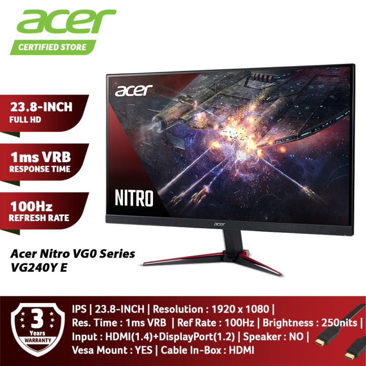Acer Nitro VG240Y E 23.8-INCH IPS Gaming Monitor UM.QV0SM.E01 | IPS ...