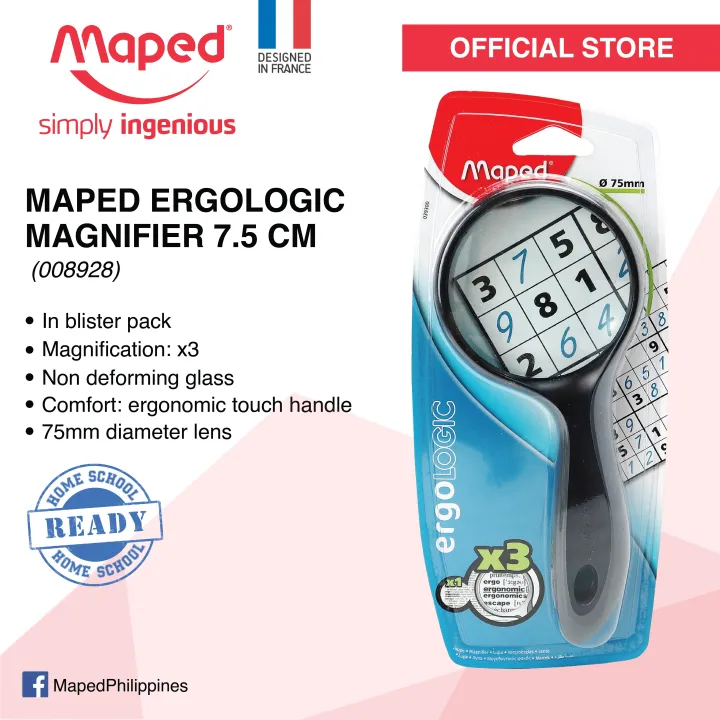 MAPED Ergologic Magnifying Glass | 7.5 cm x3 Magnification | 039300 ...