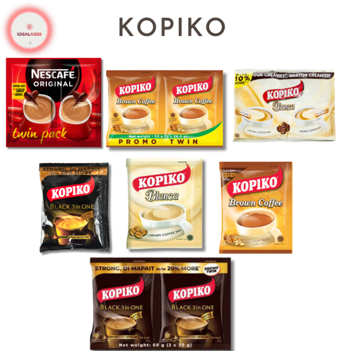 Kopiko 3in1 Coffee - Brown Twin Pack 53g x 10 sachets Kopiko Blanca ...