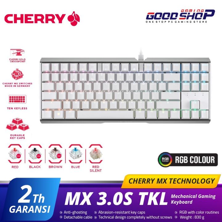 CHERRY MX Mechanical Gaming Keyboard TKL - MX3.0S TKL RGB WHITE | Lazada Indonesia
