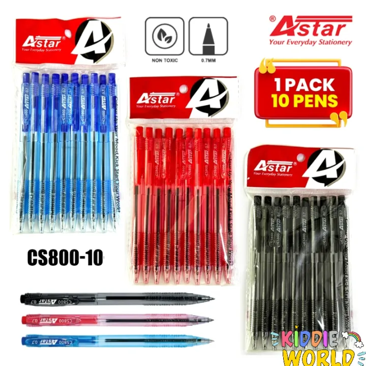 (10Pcs) AstarBall Point Pen Bundle Pack 0.7mm BLUE, BLACK, RED CS800 ...