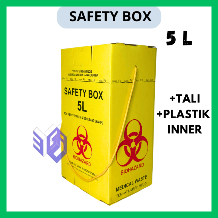 Safety Box 5 Liter | Tempat Sampah Medis Klinik Rumah Sakit | Aman dan ...