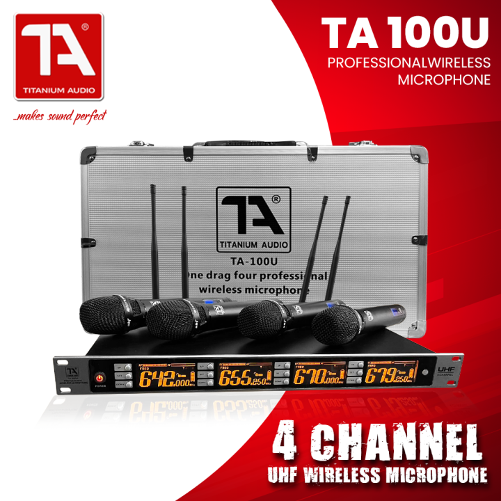 Titanium Audio 100U Wireless Microphone / 4 Channel UHF / Professional ...