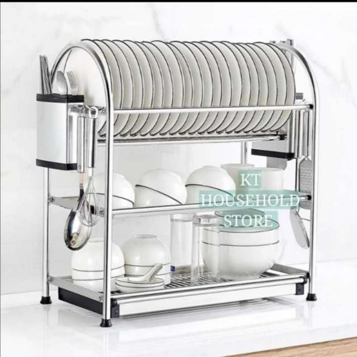 KT WARE 2 or 3 tier SUS 304 DISHS RACK MULTI RACK RAK PINGGAN STAINLESS ...