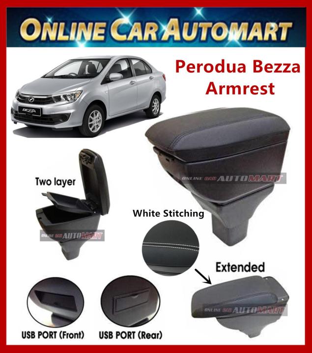 Perodua Bezza PVC Adjustable Arm Rest Armrest Center Console Box Black ...