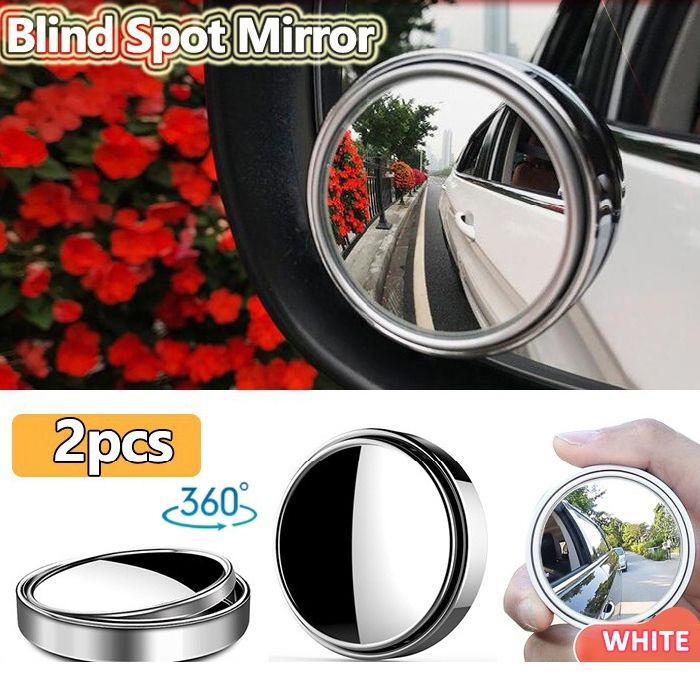 COD 2pcs Blind Spot Mirrors 2 Round HD Glass 360° Wide Angle Side Rear ...