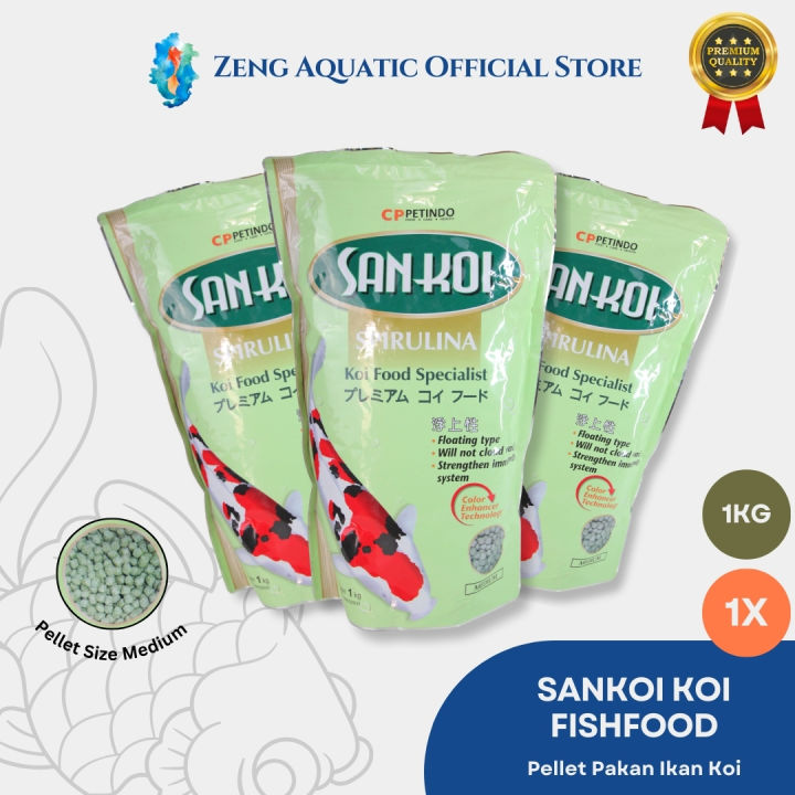 San Koi / Sankoi Spirulina Koi Food / Pakan Pelet Apung Ikan Koi 1kg ...