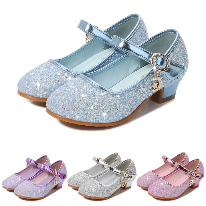 Fairy Girl High Heels Princess Shoes Halloween Cosplay Kids Shiny Sofia ...