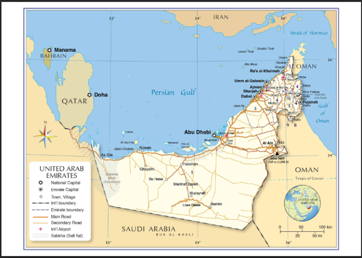 United Arab Emirates Political Map Waterproof A4 Laminated Chart ...