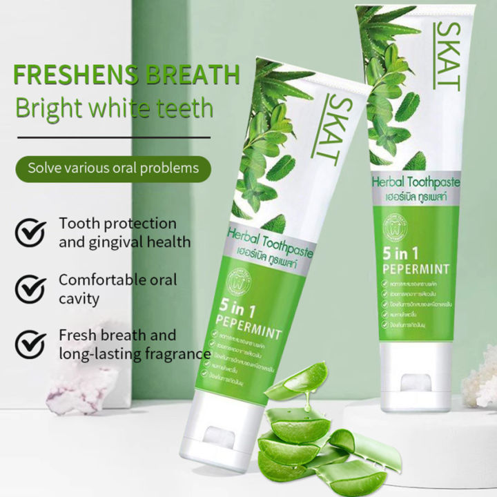 Aloe Vera toothpaste for fresh breath, removing tooth stains, yellowing ...
