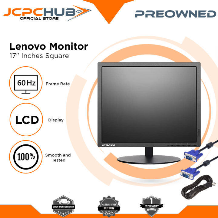Lenovo Monitor 17 Inches LCD Square Screen Display with Free Power ...