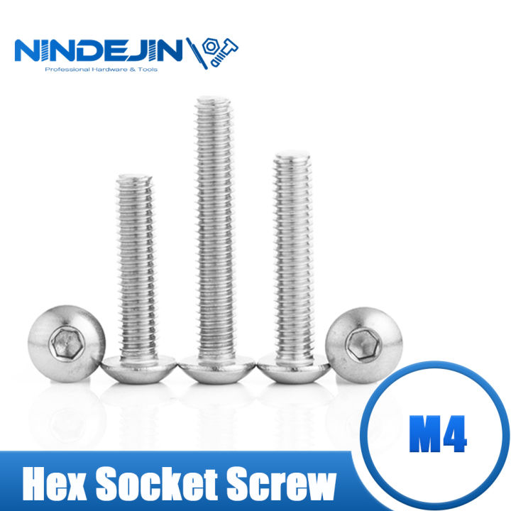 NINDEJIN 304 Stainless Steel Hexagon Hex Socket Screw Button Head Screw ...