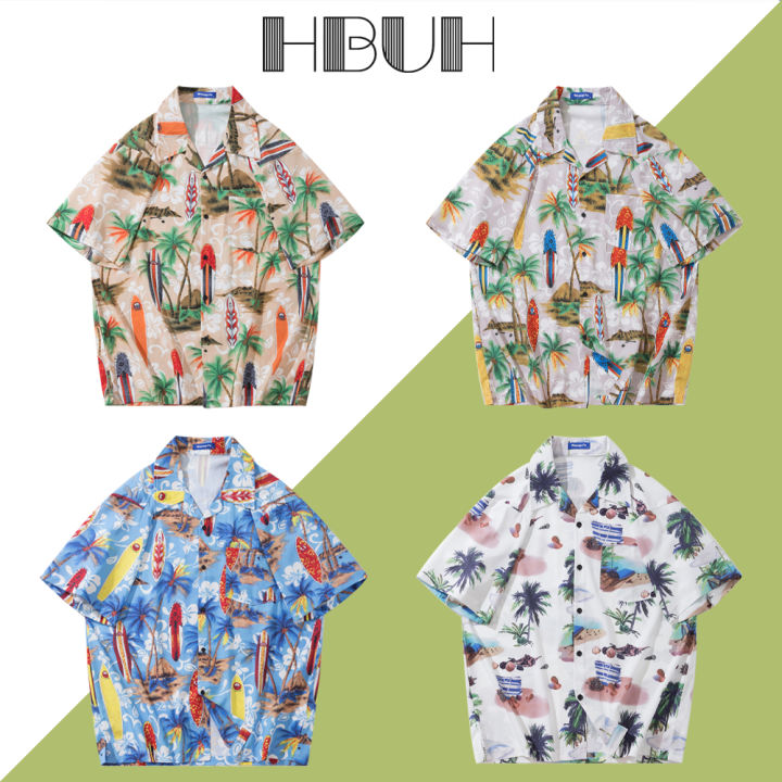 HBUH เสื้อฮาวาย เสื้อเชิ้ต สงกรานต์ ลายดอก แฟชั่นฤดูร้อน อย่างดี ...
