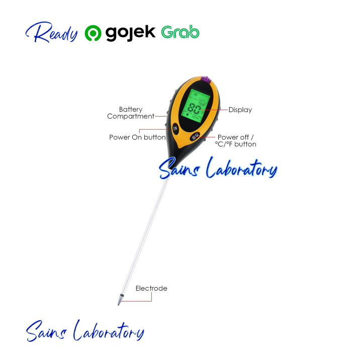 Termometer Tanah Digital Soil Analyzer Tester Meter Alat Ukur pH Tanah ...