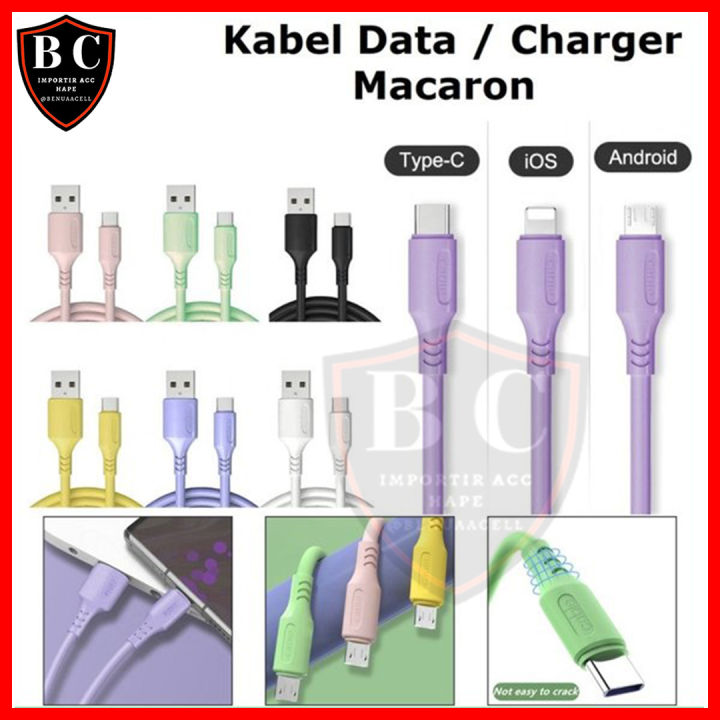 KABEL DATA TYPE C MACARON / DATA CABLE MACARON TYPE C MICRO USB FOR ...