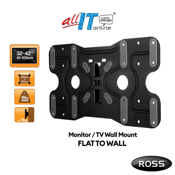 Ross Bracket Neo Pads 32-42" Flat to Wall Monitor TV Wall Mount With ...
