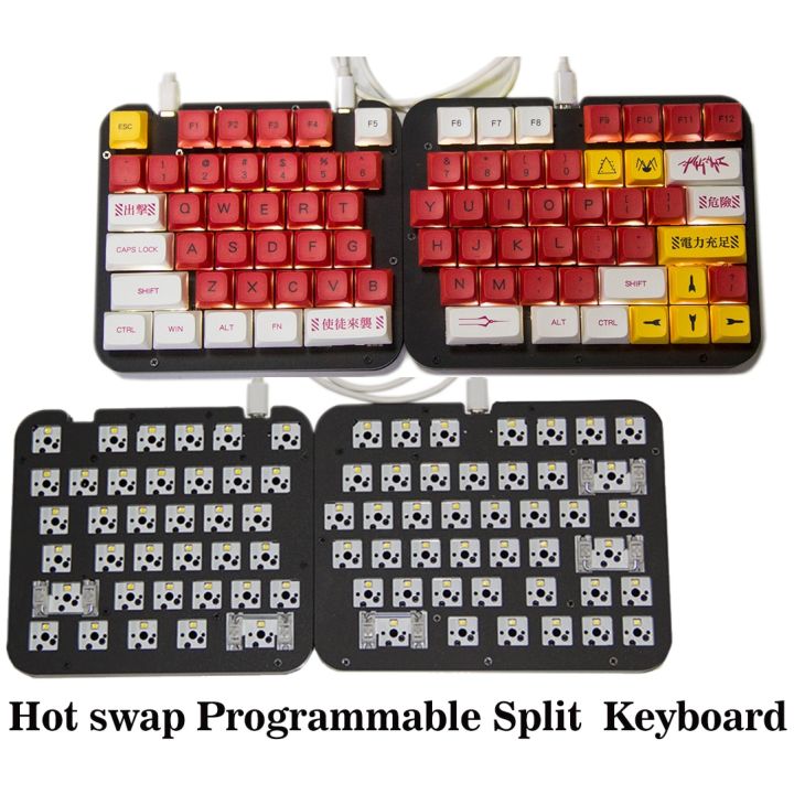 Split Keyboard Macro Pad Programmable Gamer 78Key LED Hot swap Keypad ...