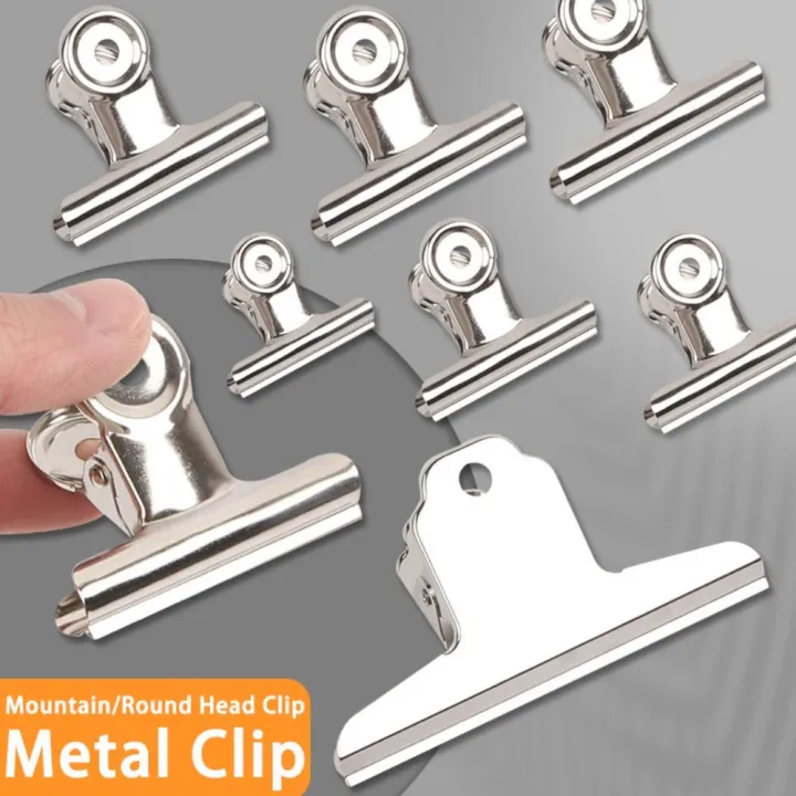 LUZMAR Multi-size Metal Binder Clips Round/Flat/Mountain Head Stainless ...