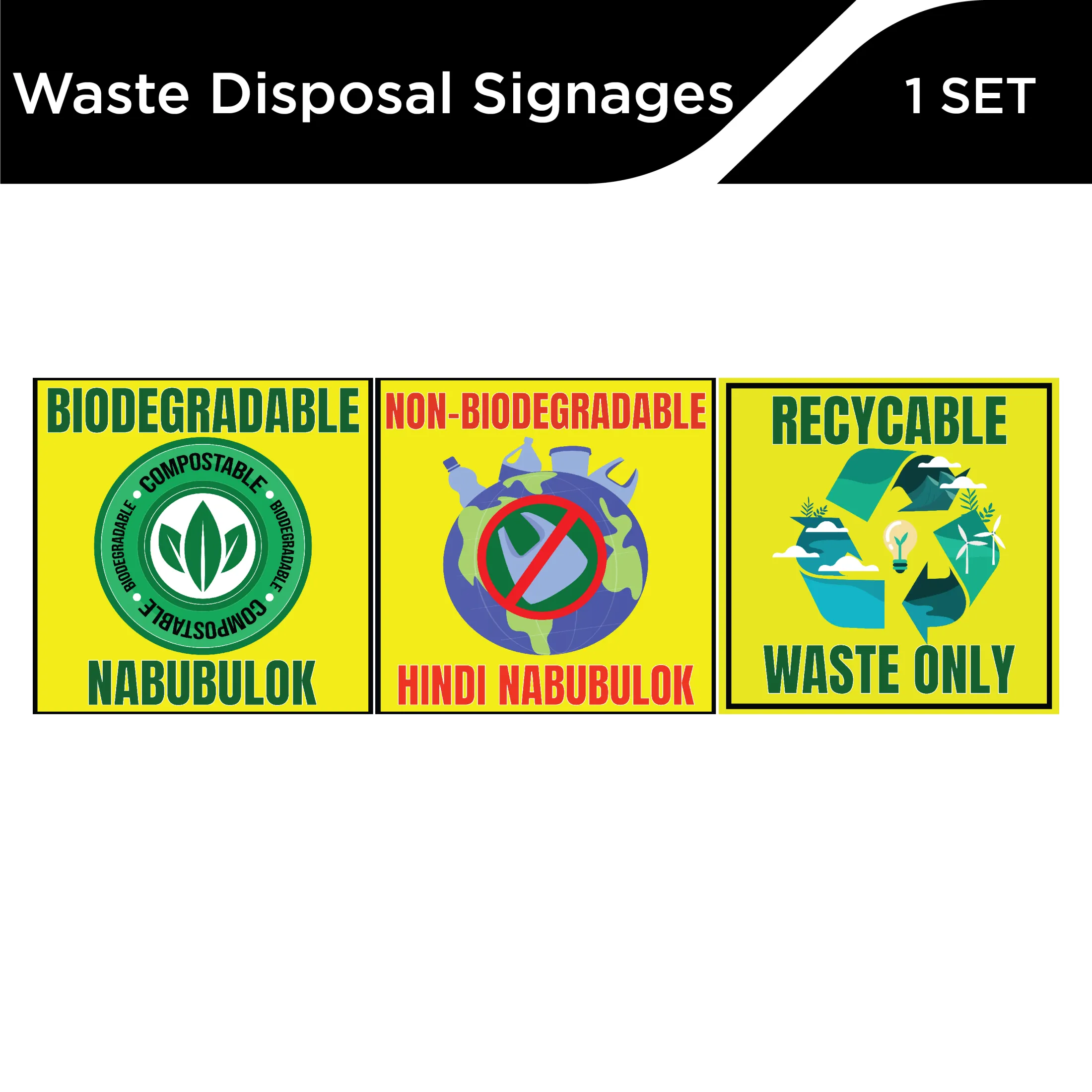 De-Sign Proper Waste Disposal Signage Sticker 8x8" Inches, Waterproof ...