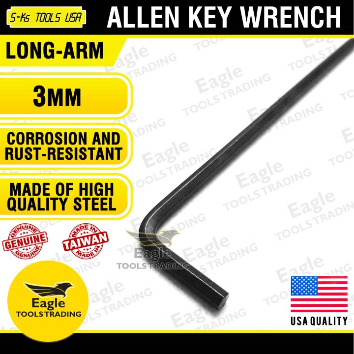 S-Ks Tools USA Allen Key Wrench 3mm 9cm length Long Arm Hex Key | Lazada PH