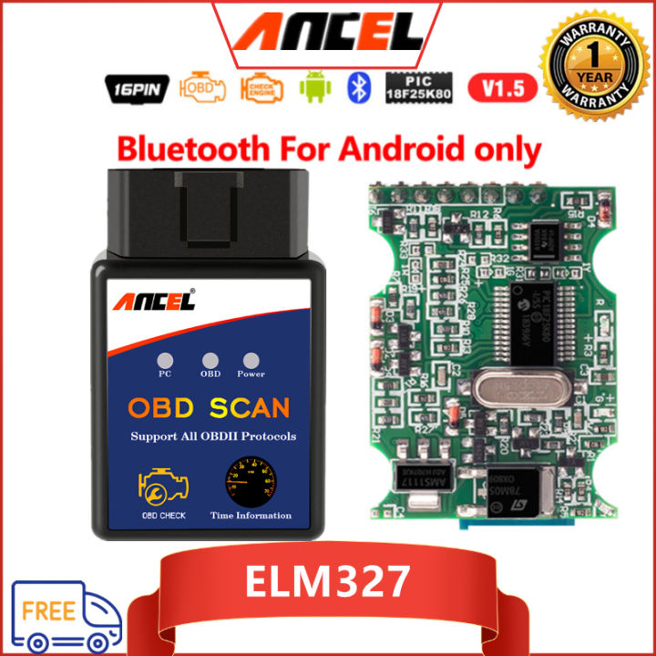 Ancel Elm327 OBD2 Bluetooth Scanner Oil/Water Temperature Voltage Fuel ...