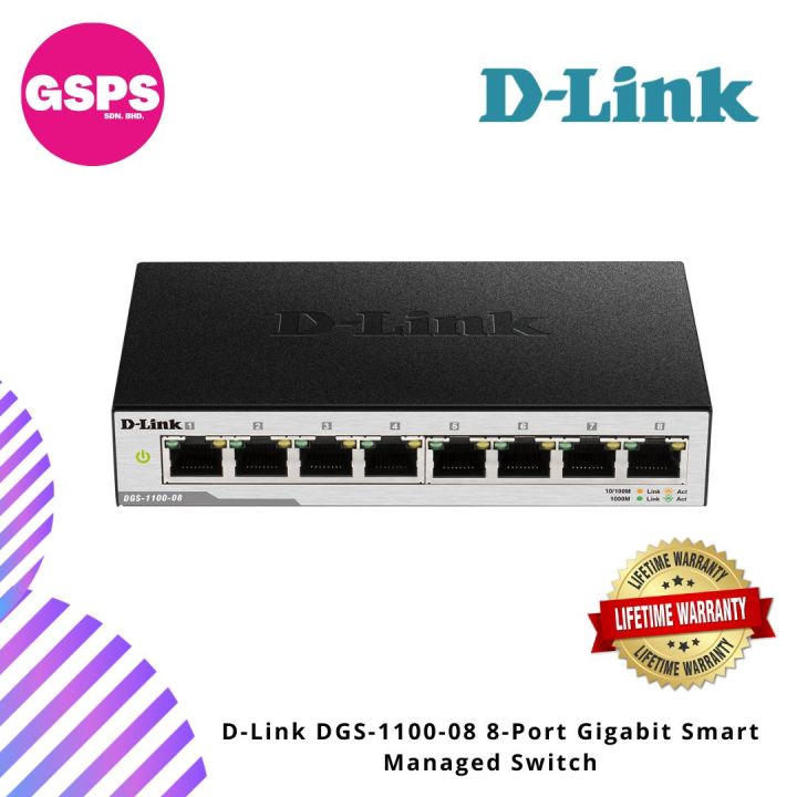 D-Link DGS-1100-08 8-Port Gigabit Smart Managed Switch | Lazada