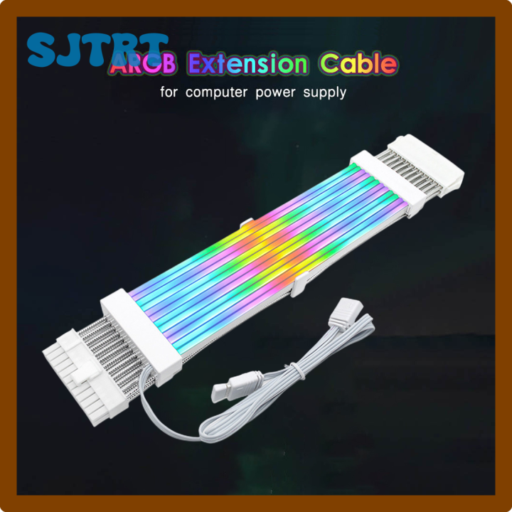 SJTRT ARGB sync psu power supply extension cable 18awg atx 8/24pin pci ...
