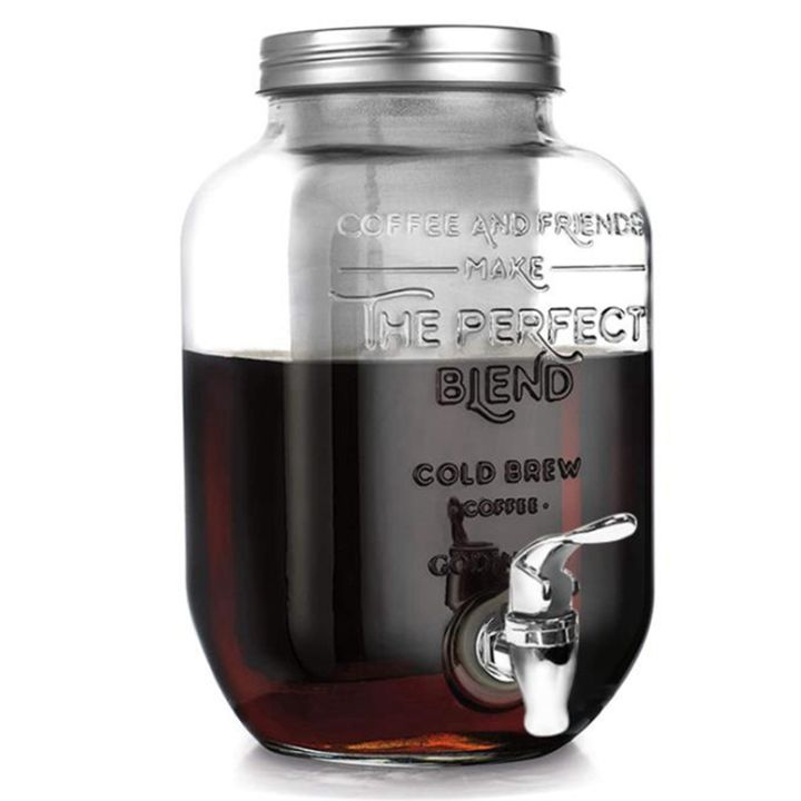 1 Gallon Cold Brew Coffee Maker with EXTRA-THICK Glass Carafe-Premium ...