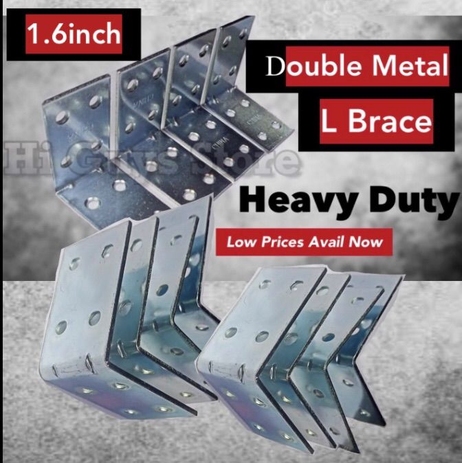 4 pcs (1.6 inch) Double size Metal Heavy Duty L Shape Steel Bracket ...